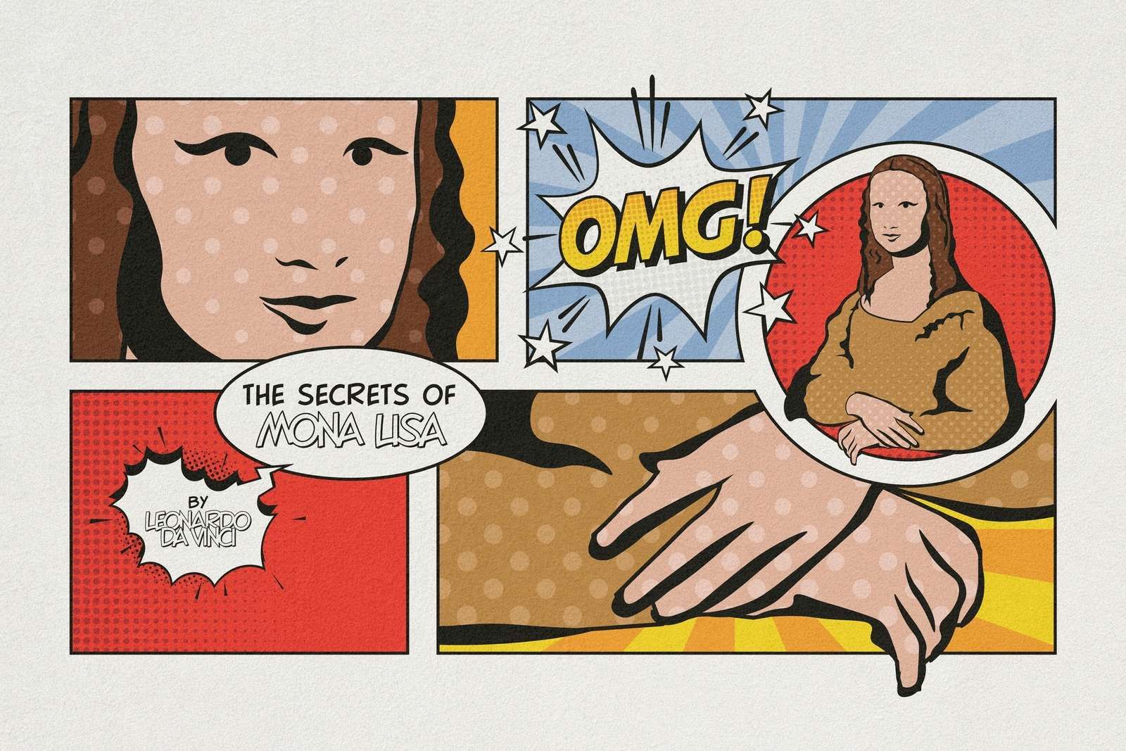Fototapete - Comics - Die Geheimnisse der Mona Lisa - Fototapete